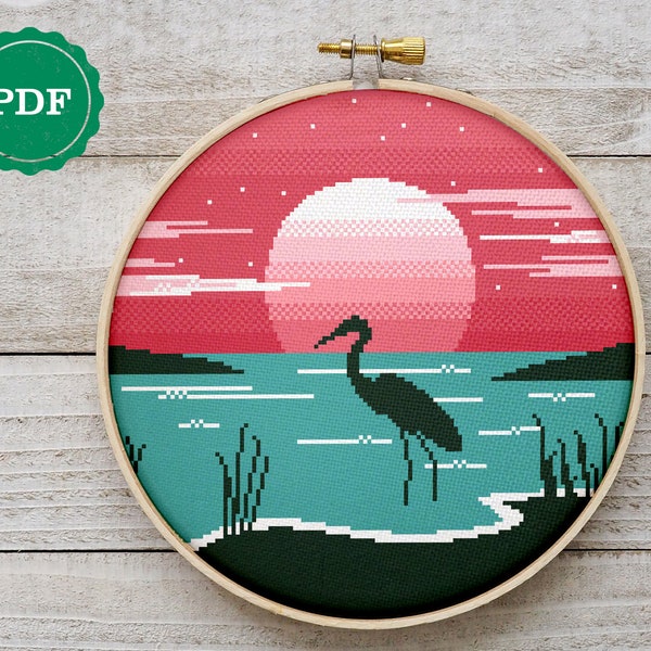 Cross Stitch Sunset - Etsy