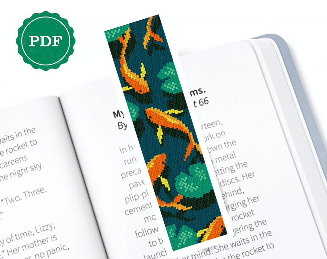 Bookmark Lake With Fish Cross Stitch Pattern, Bookmark Embroidery ...