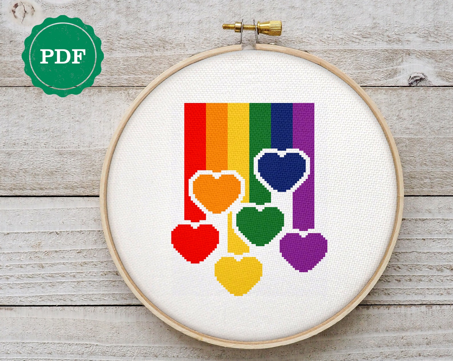 LGBT Flag Cross Stitch Pattern, Gay Pride Cross Stitch, LGBT Rainbow ...