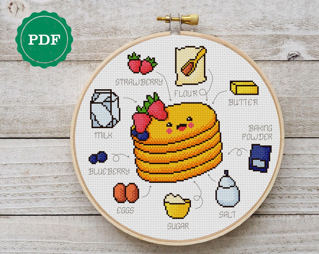Recipe Pancakes Cross Stitch Pattern Recipe Embroidery - Etsy