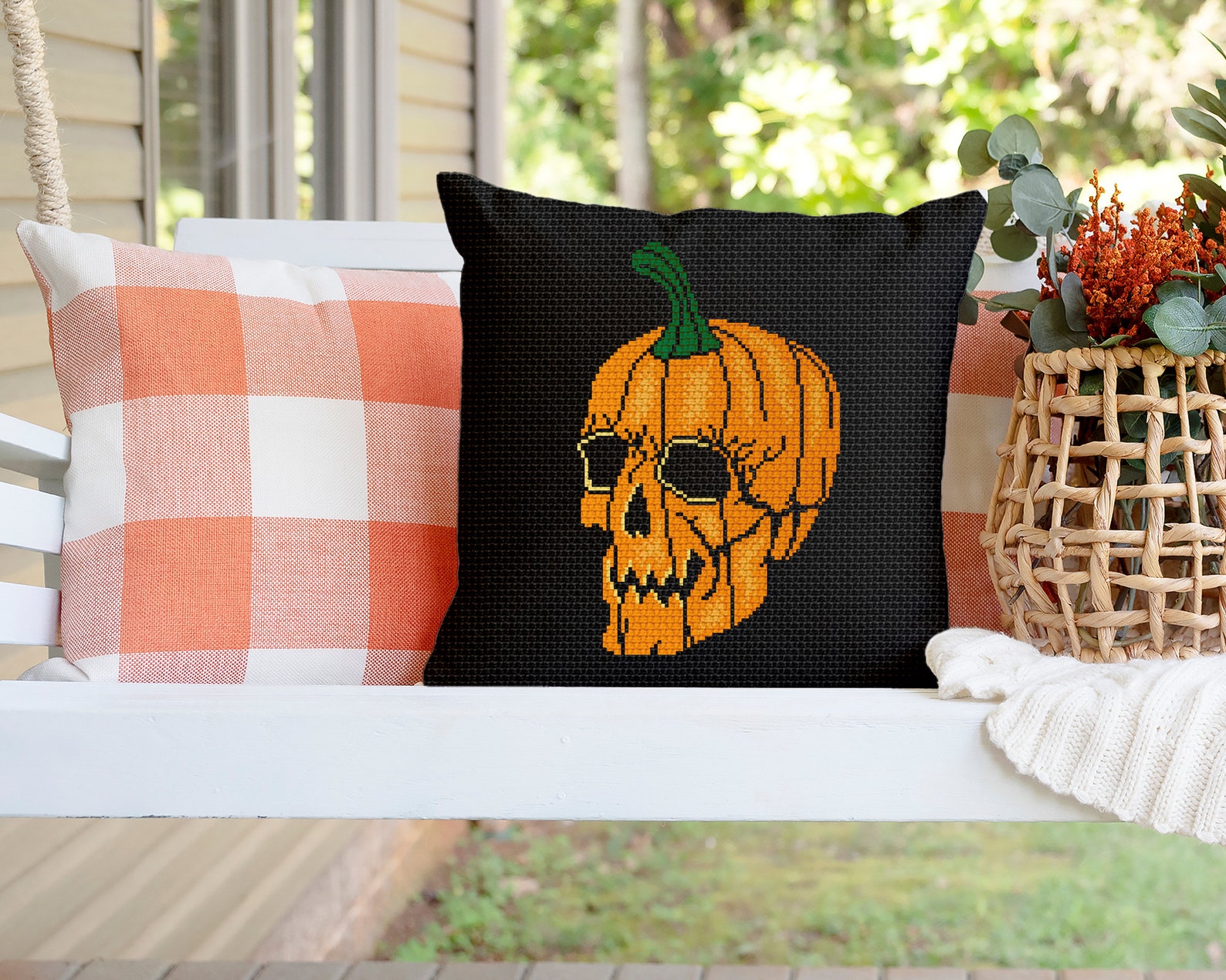 Scull Cross Stitch Pattern Halloween Pumpkin Cross Stitch - Etsy