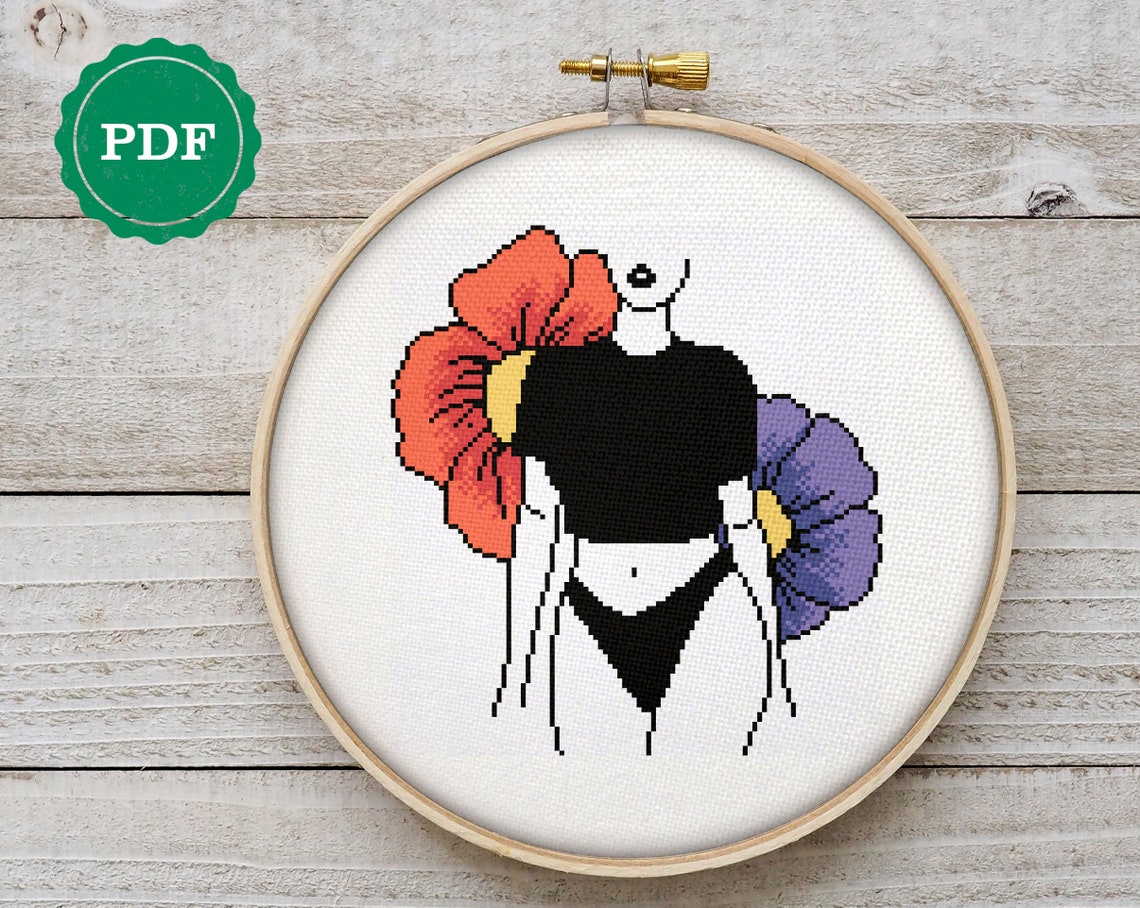Female Body Cross Stitch Pattern, Woman Cross Stitch Pattern, Simple ...