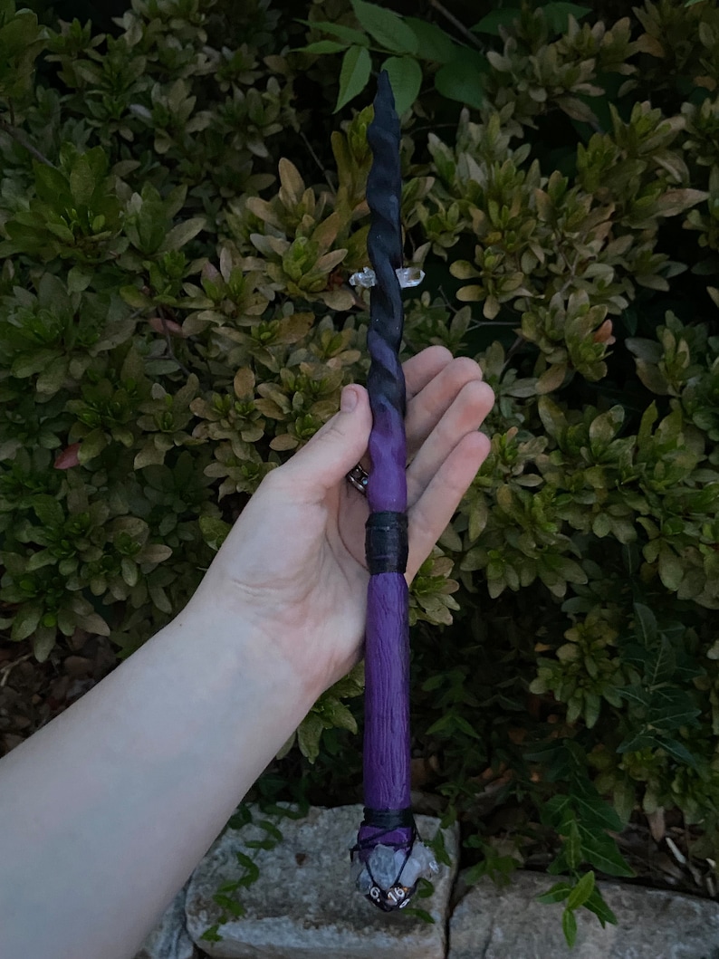 Handmade Hand Carved Wooden Magic Wand With Crystals, Gifts for Witches ...