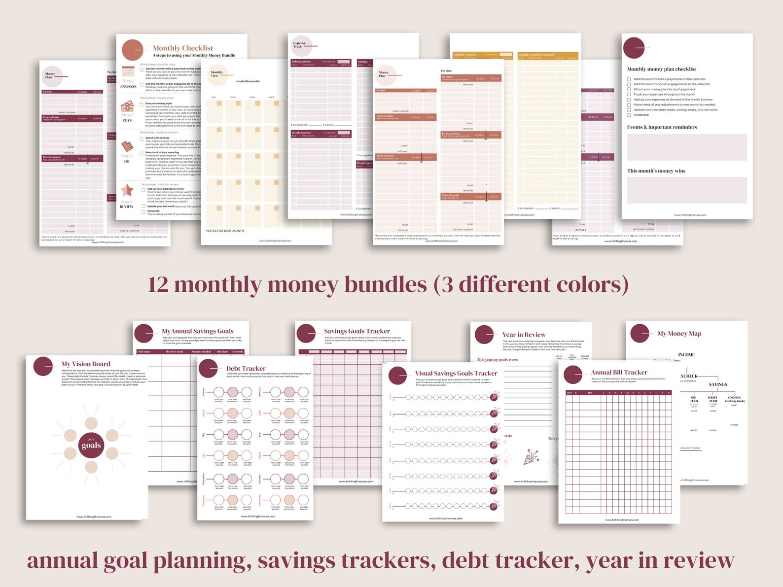 Complete 12-month Budget Workbook (undated) - Etsy