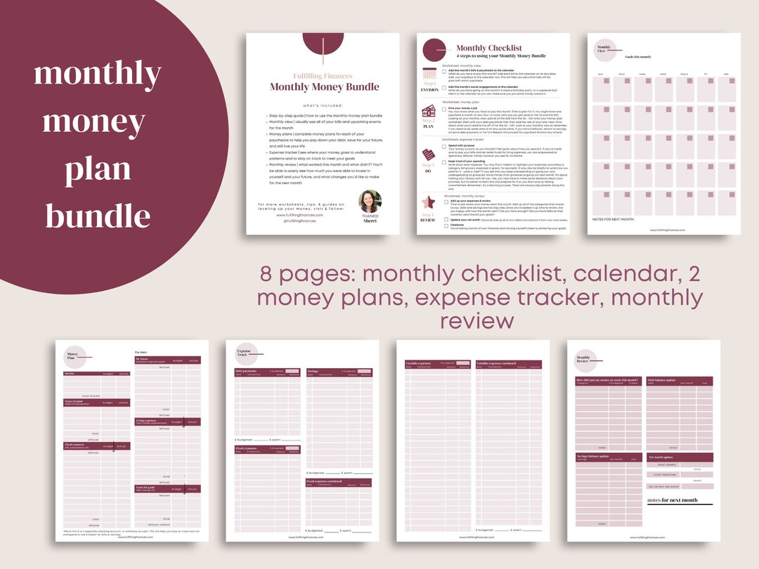 Monthly Budget Bundle Printable (aubergine) - Etsy