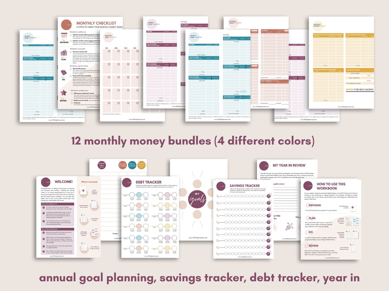 Complete 12-Month Budget Workbook Undated | Etsy
