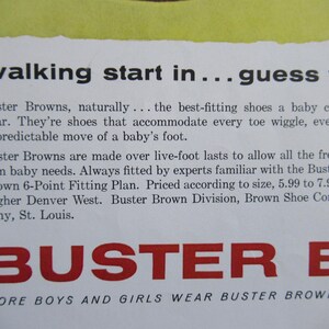 Vintage Magazine Ad, 1959 Buster Brown, Baby's First Shoes, New Mother ...