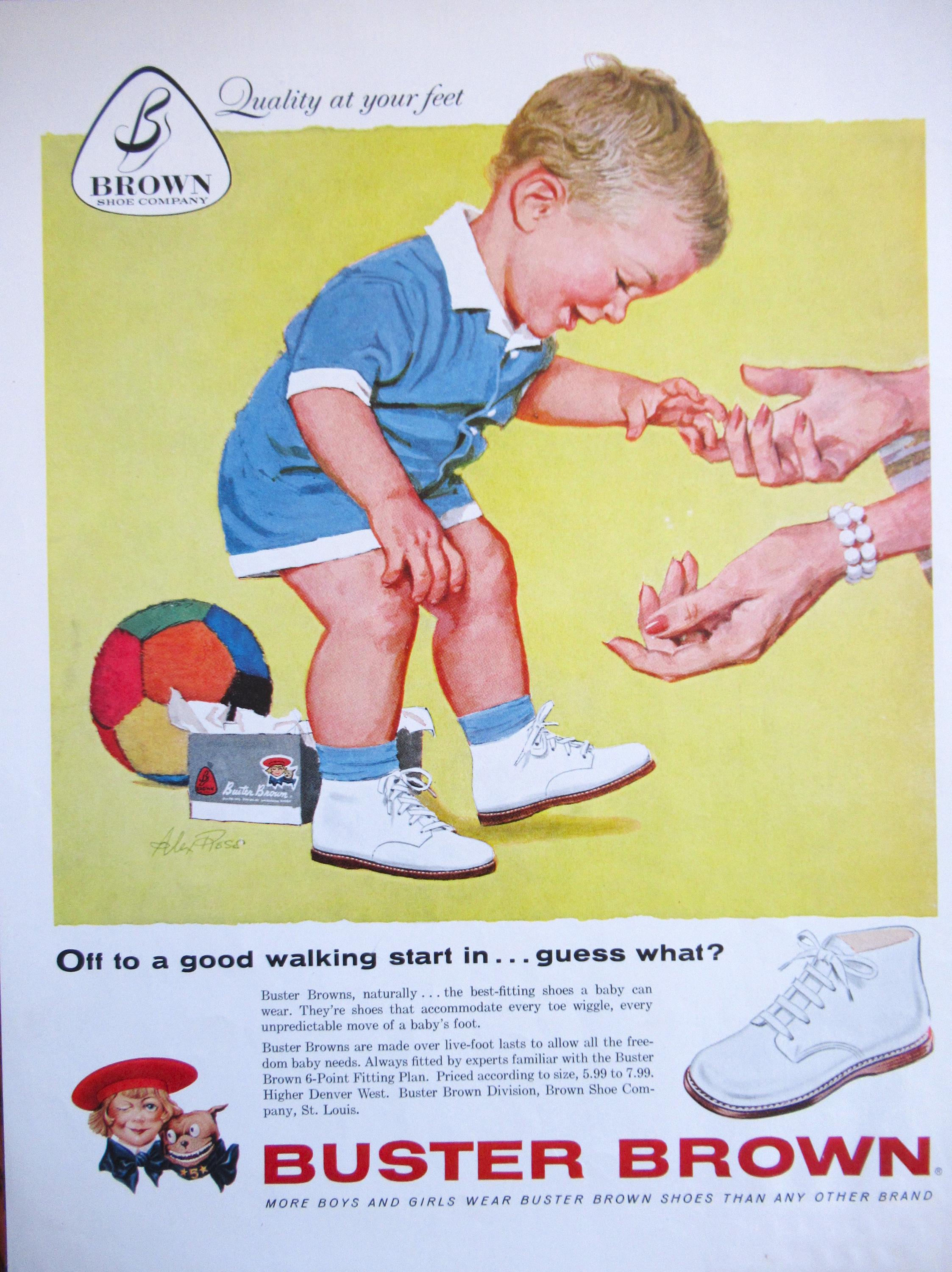 Vintage Magazine Ad, 1959 Buster Brown, Baby's First Shoes, New Mother ...