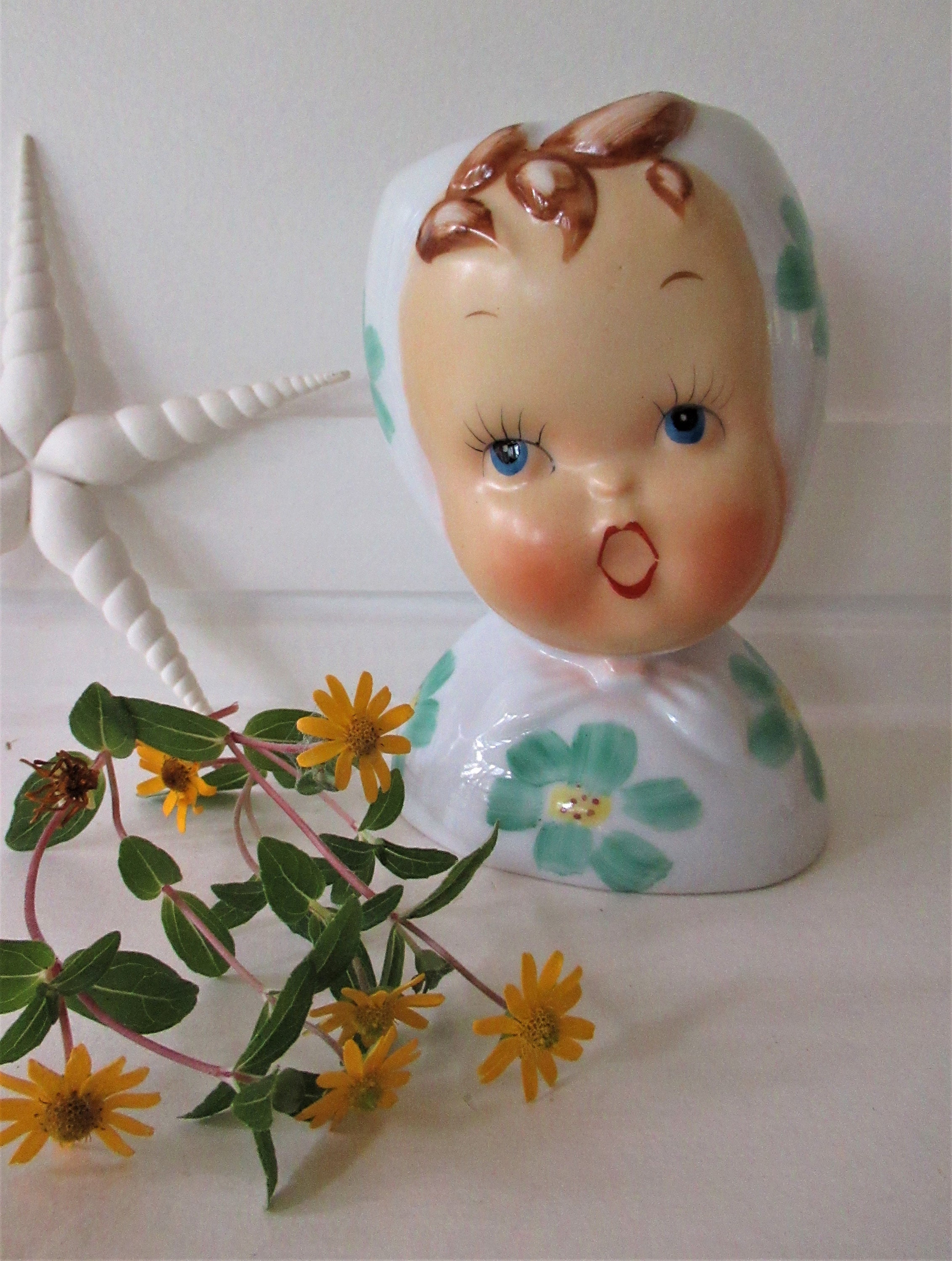 Vintage Lady Head Baby Vase, MINT 50's Kitsch Vase, 18th Wedding ...