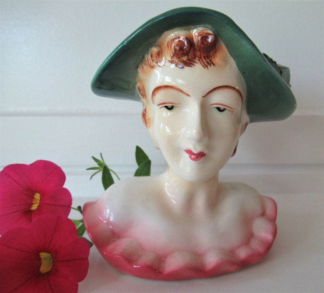 Vintage Lady Head Vase, MINT 50's Kitsch Vase, Collectible Vase, Girl's ...