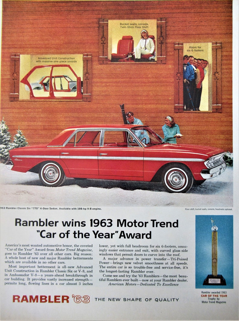 Vintage Ad RAMBLER '63 Classic Six "770" 4 Door Sedan, 198-hp V-8 "car ...