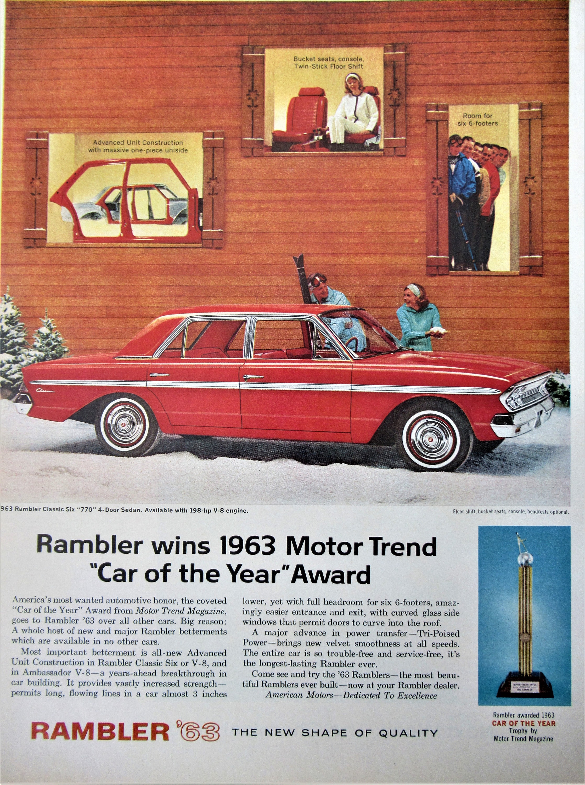 Vintage Ad RAMBLER '63 Classic Six "770" 4 Door Sedan, 198-hp V-8 "car ...