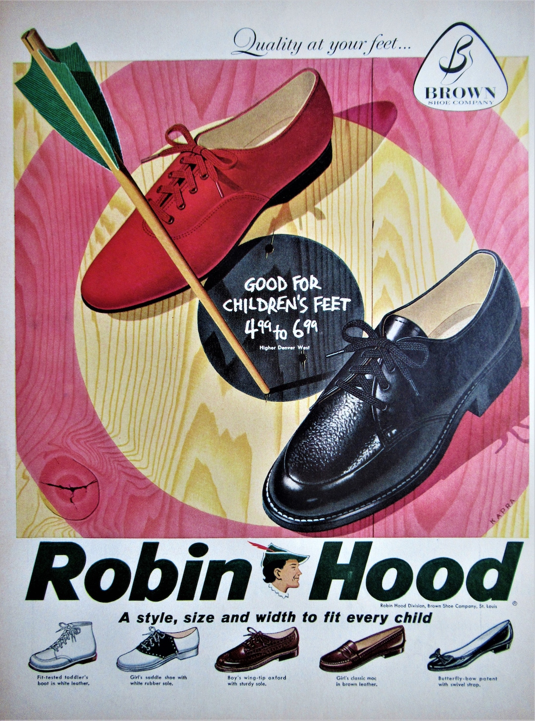 1958 Vintage Magazine Ad, Robin Hood Shoes, Brown Shoe Co., New Home ...