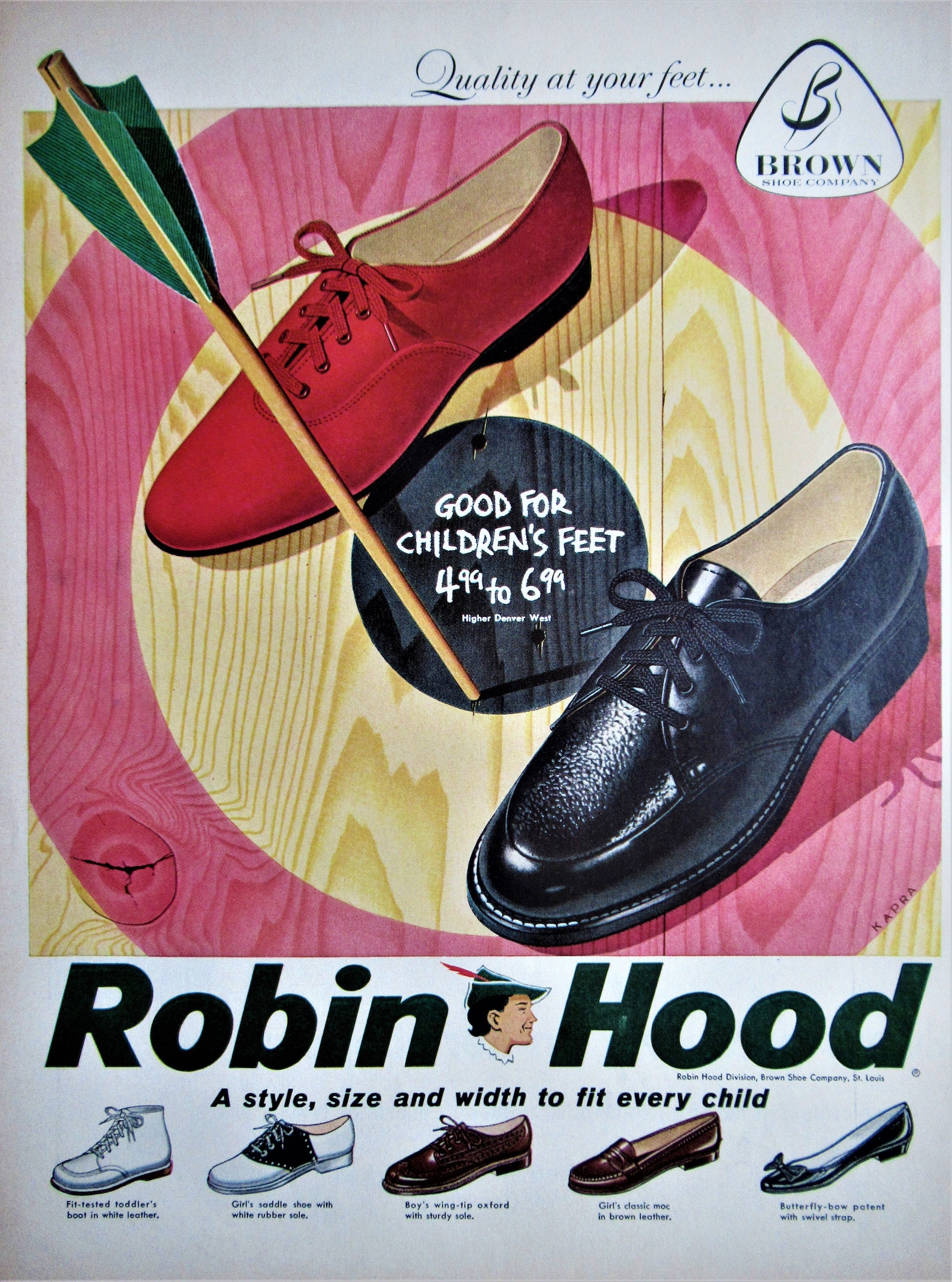 1958 Vintage Magazine Ad, Robin Hood Shoes, Brown Shoe Co., New Home ...