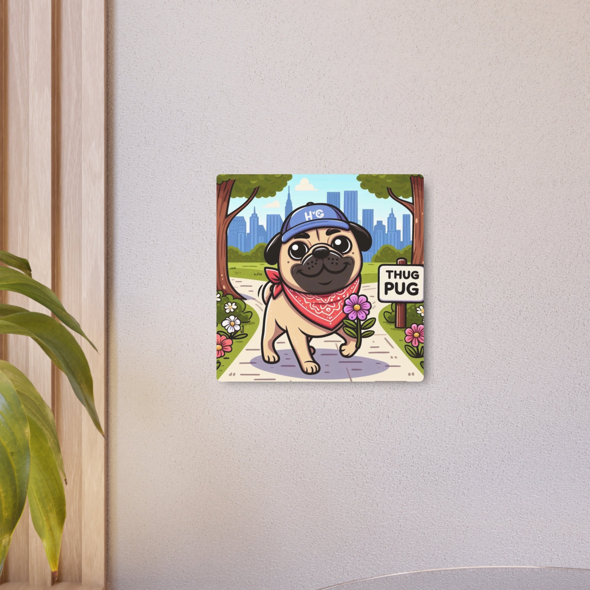 Thug Pug Metal Art Sign Cute Animal Pet Dog With Bandanna in Central ...
