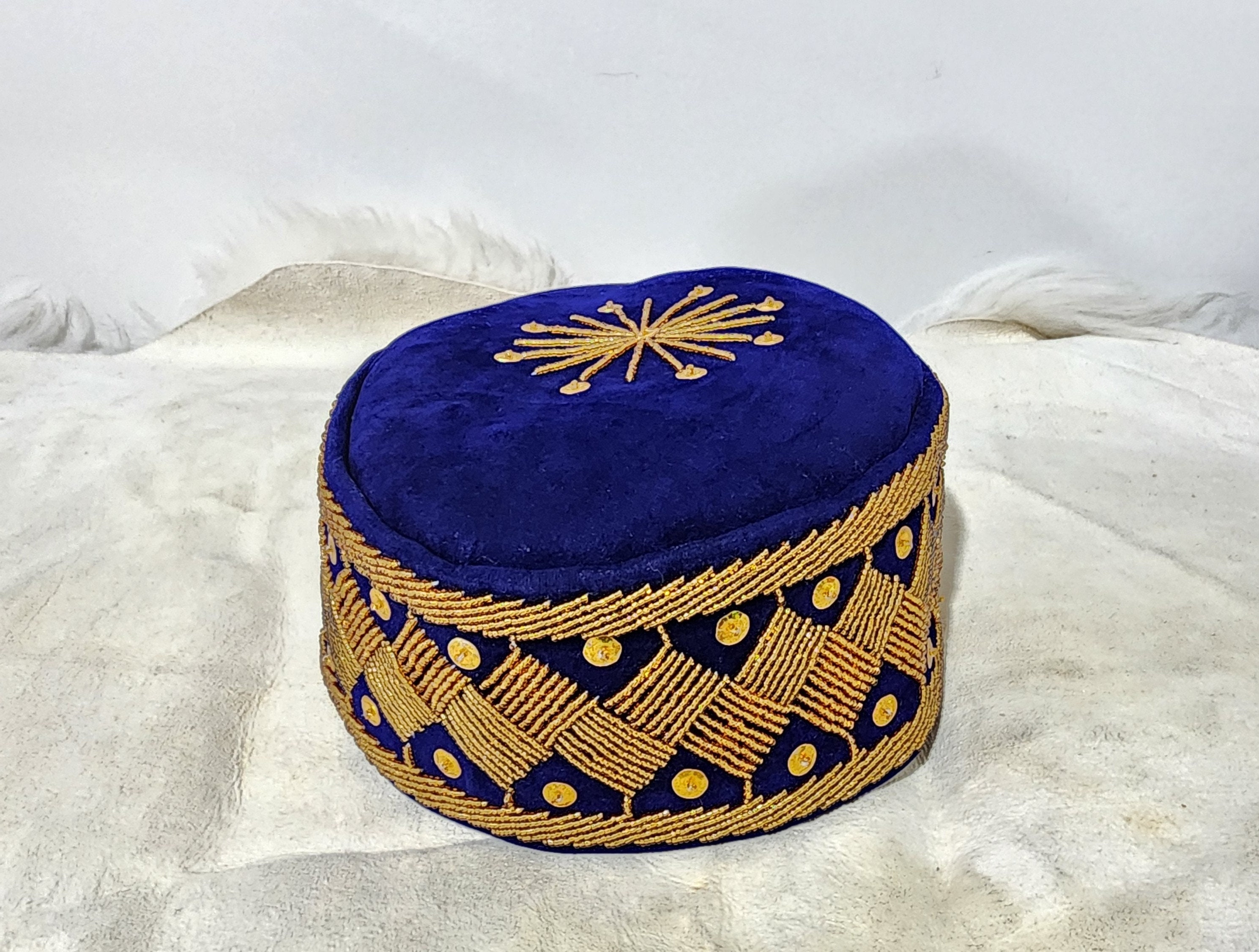 Ade Ori Okin Cap, African Wedding Cap, Handbeaded Hats, Ibo Hat, Yoruba ...