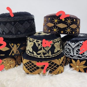 Ade Ori Okin Cap,african Groom Hat, Handbeaded Hats, Ibo Hat,yoruba Hat ...