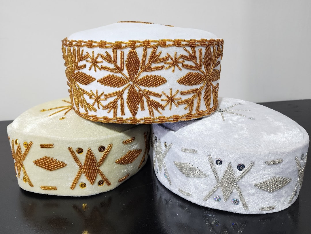 Ade Ori Okin Cap, African Groom Wedding Cap, Handbeaded Hats, Ibo Hat ...