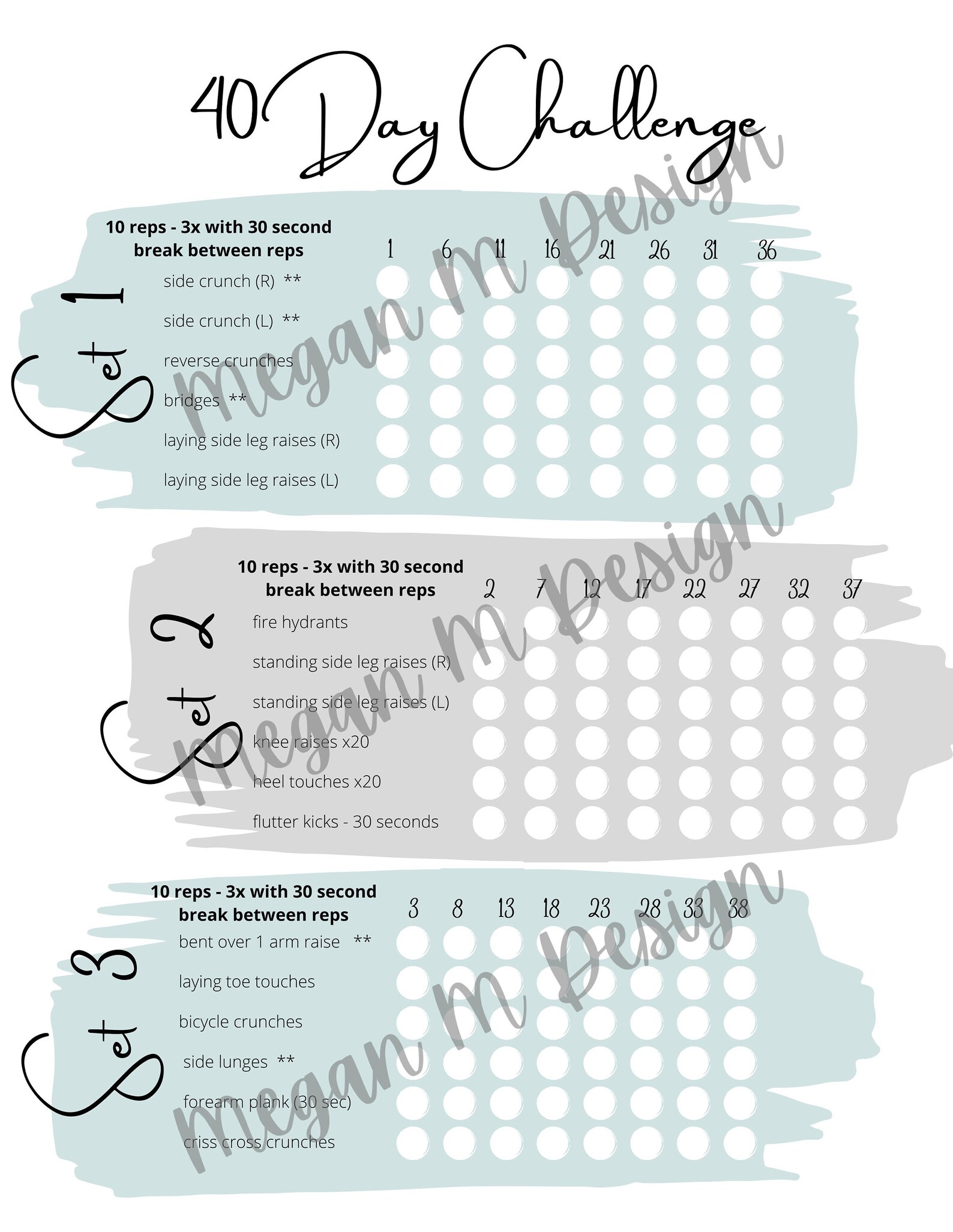 40 Day Challenge Printable Pdf Etsy