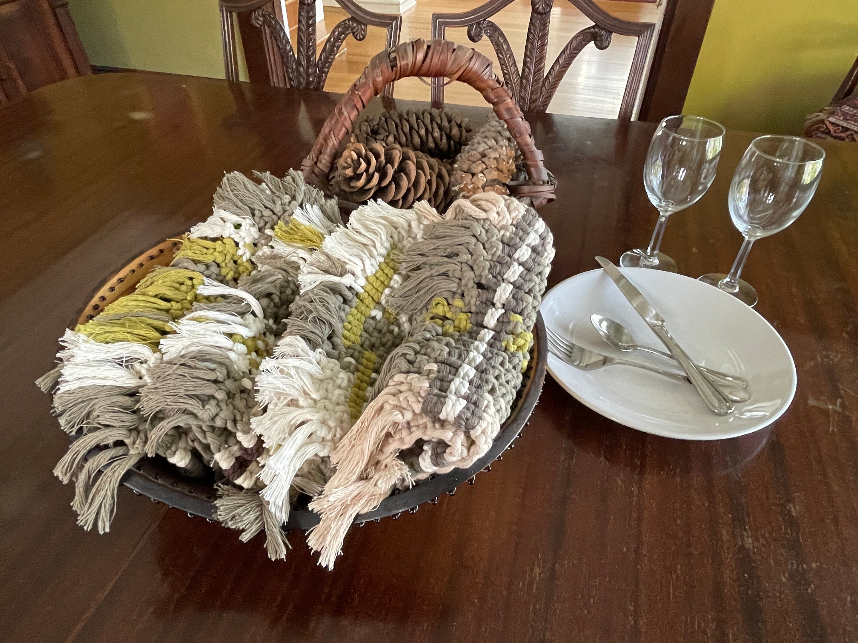 Set of 4 Macrame Placemats Tabletop Natural Cotton Cord 4 Distinct Colors - Etsy