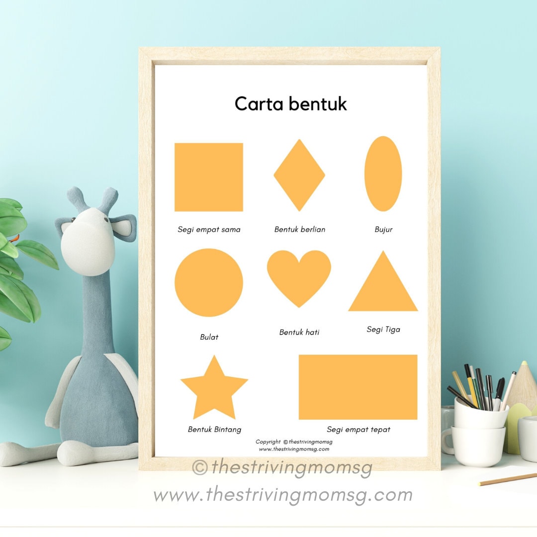 Shapes and Lines Chart (english/malay) Printables in A4,A3 - Etsy