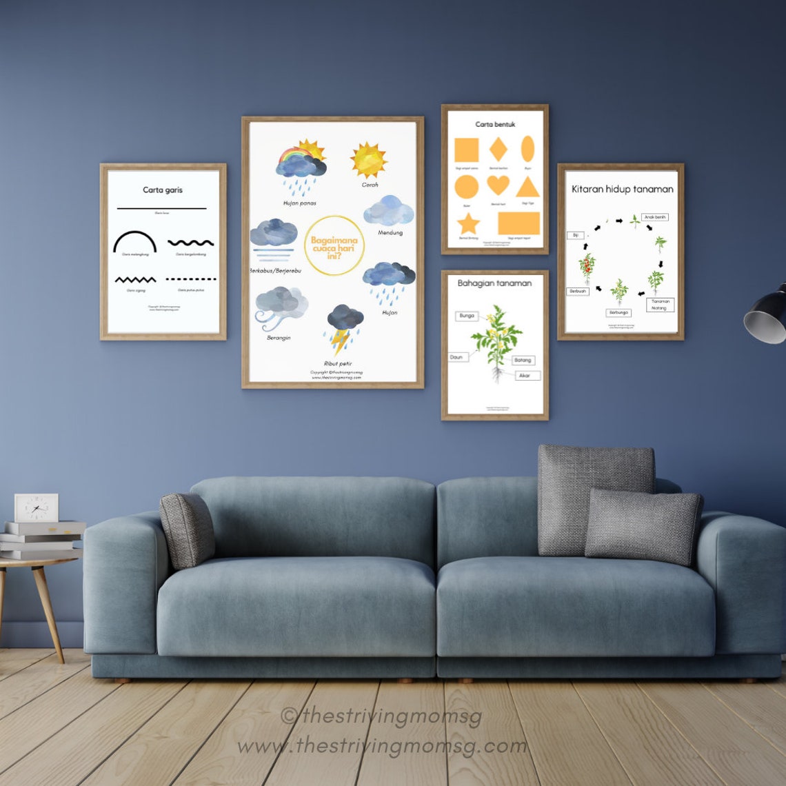 Bundle of 5 (english/malay) Printables - Shapes, Lines, Parts of a ...