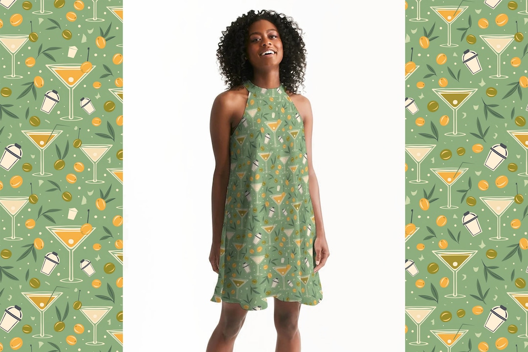 Martini Cocktail Dress Mid Century Modern Summer Chiffon Party Dress ...