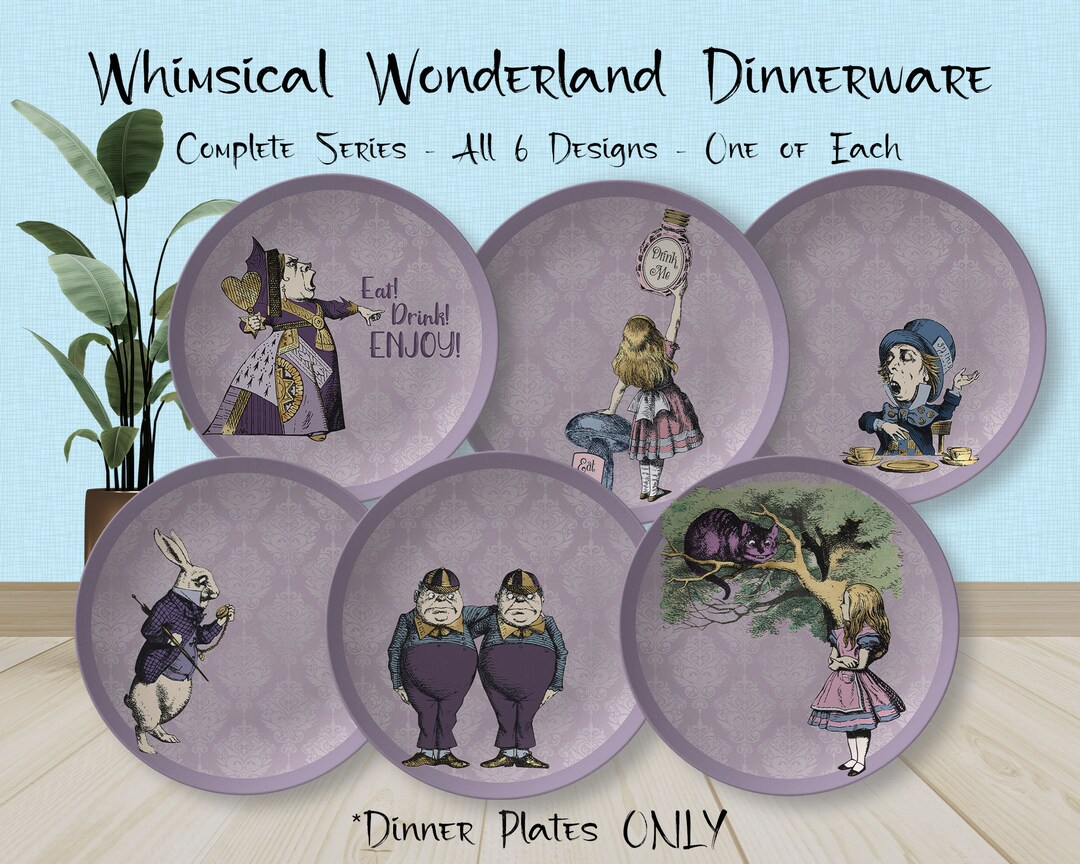 Wonderland Dinner Plate 6 Piece Table Setting Classic Alice Series ...