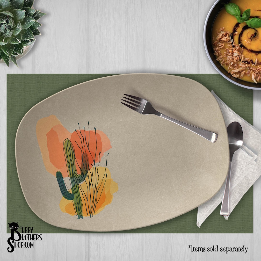 Southwestern Serving Platter: Desert Cactus Dinnerware, Saguaro Sunset ...