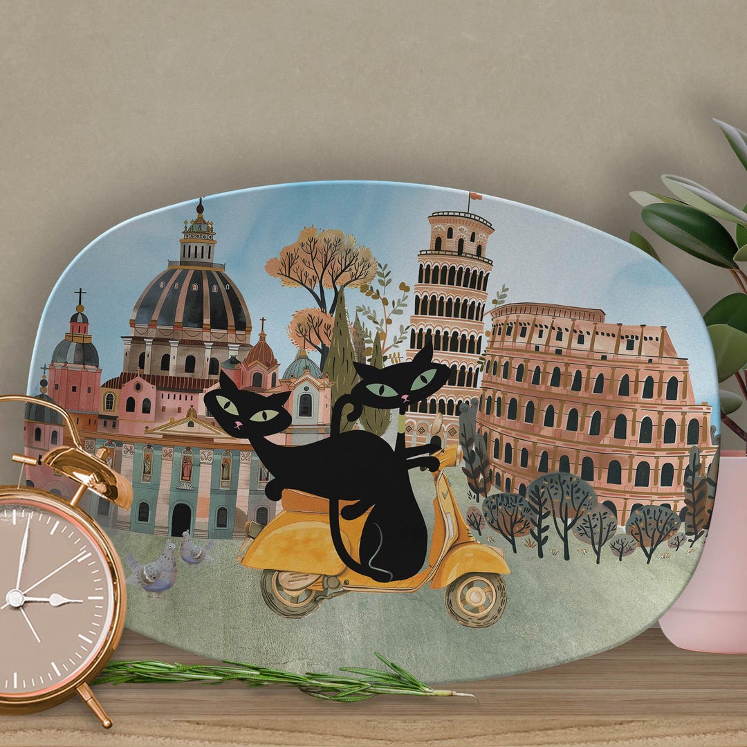 Atomic Cat Italy Tour Serving Platter - Mid-century Modern Dinnerware ...