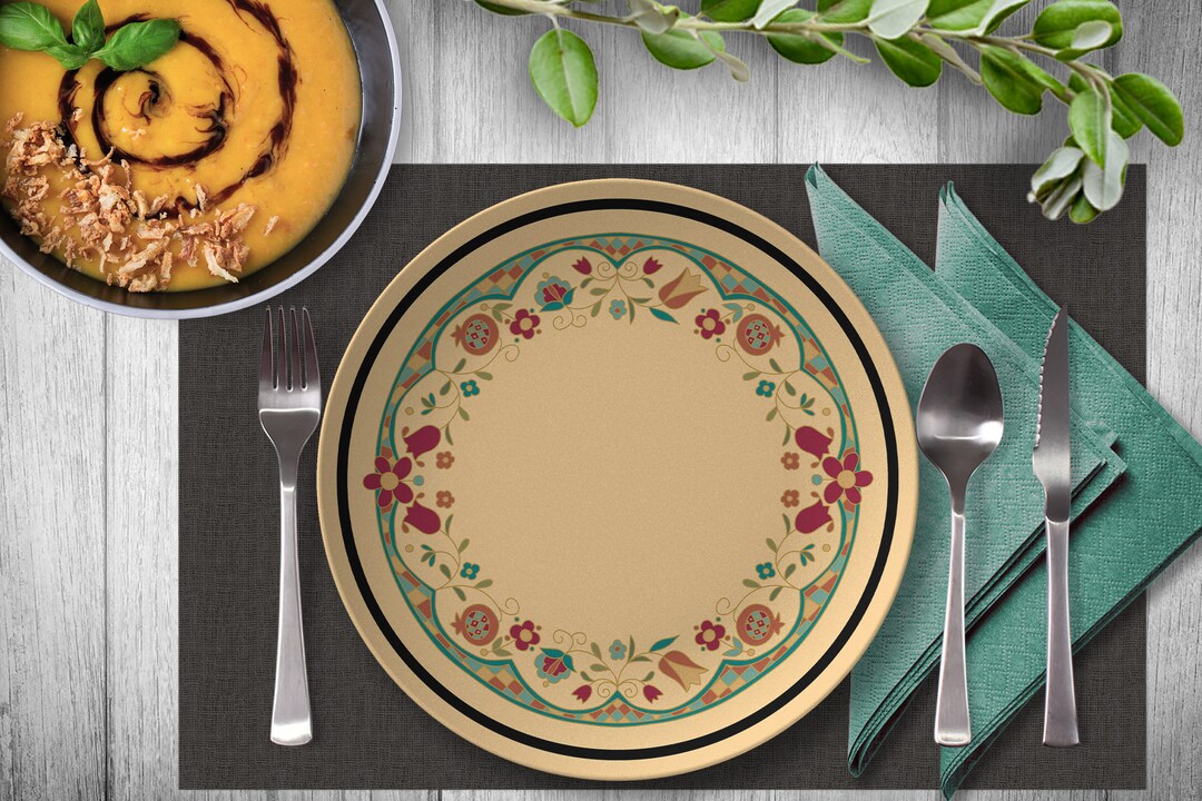 Country Folk Art Dinnerware Retro Vintage Flower Dinner Plate Set ...