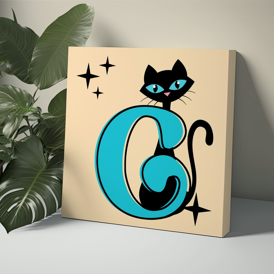 Personalized Letter Art Custom Initial Canvas Wrap Wall Art Mid-century ...