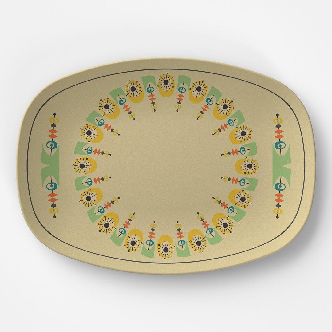 Mid Century Modern Serving Platter, Atomic Abstracts Party Tray, 1950s ...