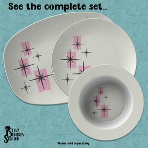 Midcentury Modern Stars Dinner Plate Decoware Unbreakable Retro Pattern ...