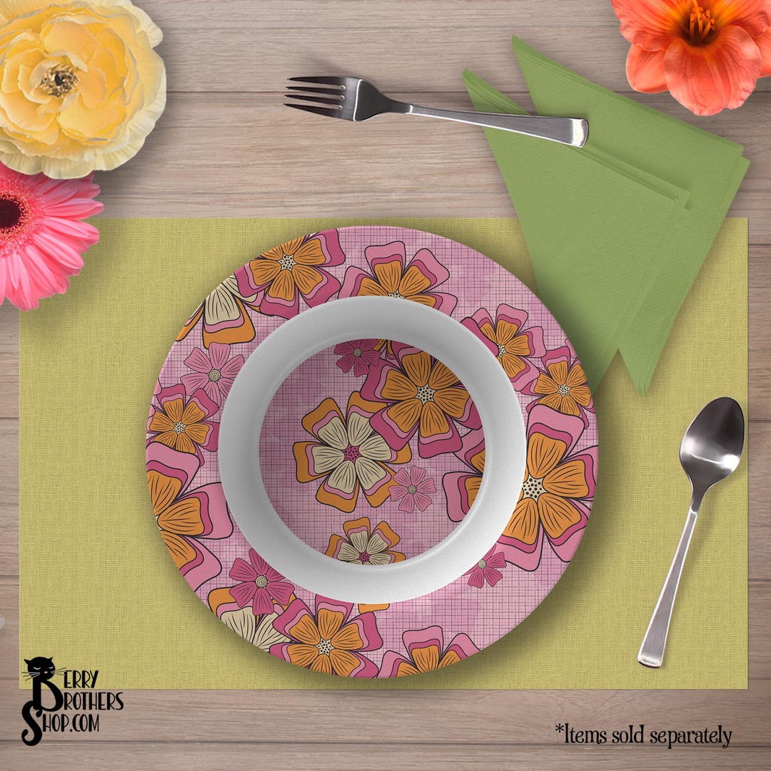 Dinner Bowl Hawaiian Plumeria Flower Dinnerware Mod 60s Tropical Tiki ...