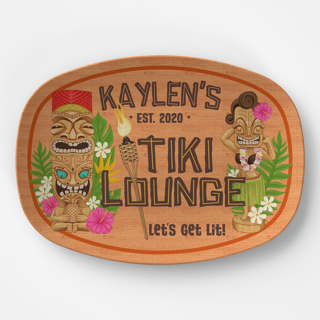Tiki Lounge Serving Platter Custom Summer Party Tray Retro Hawaiian ...