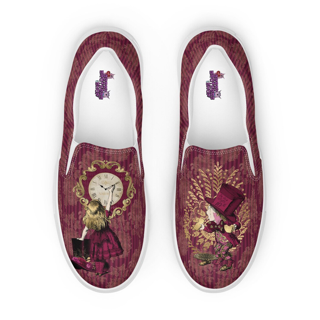 Alice in Wonderland Shoes Slip on Sneakers Classic Mad Hatter Skater ...