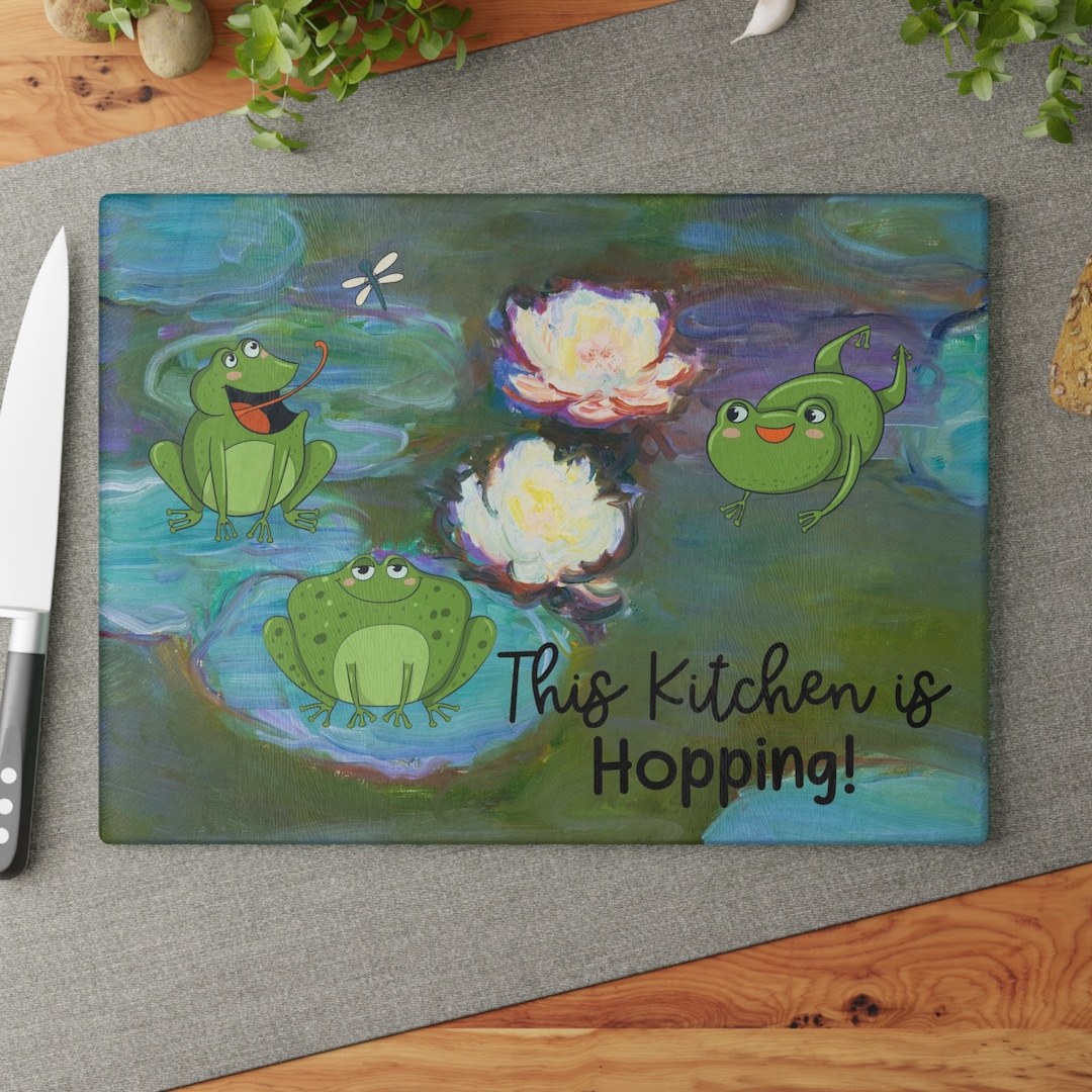 Frog Glass Cutting Board Monet Cutting Board Water Lily Kitchen Decor ...