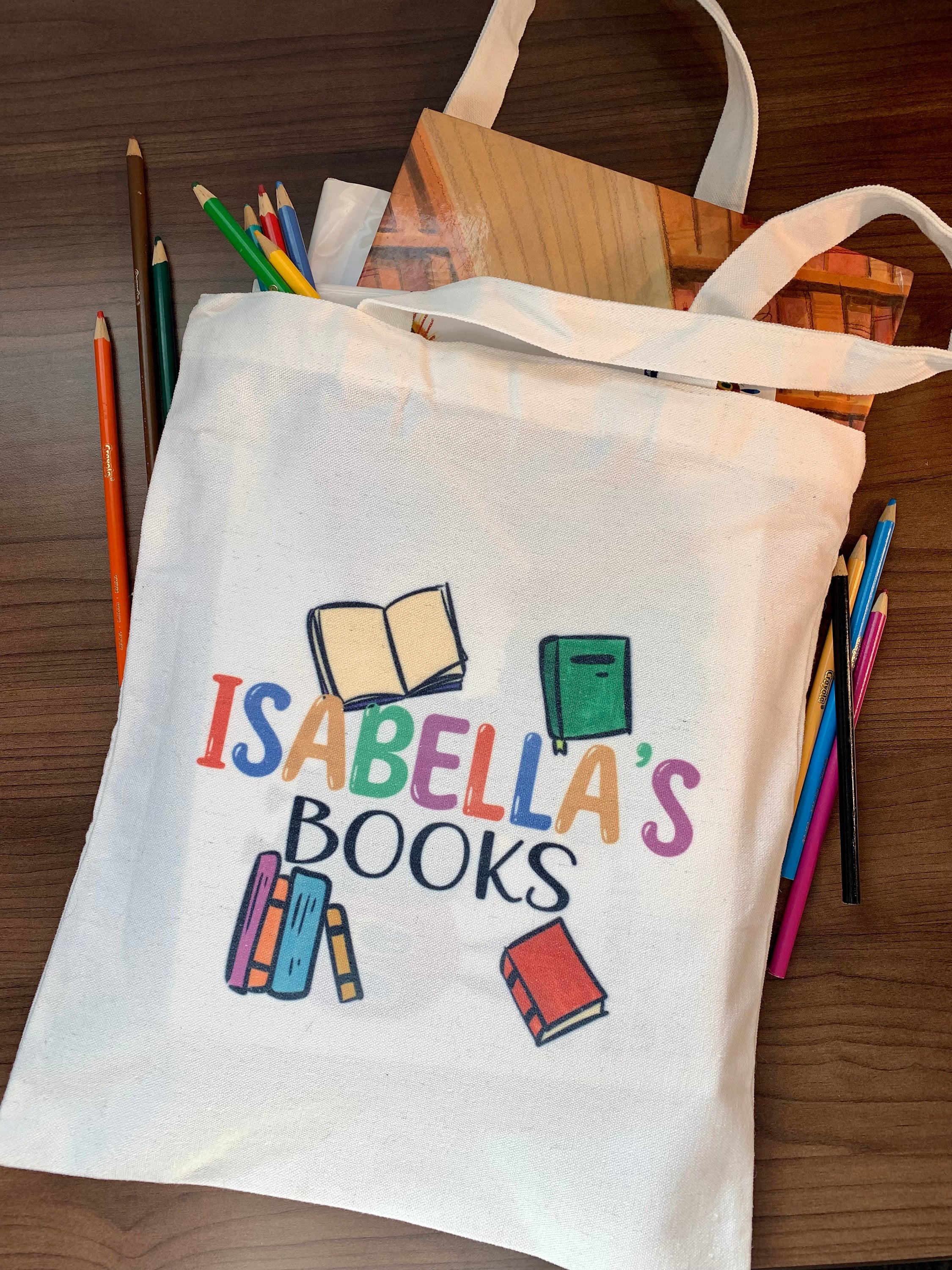 Custom Kid's Library Tote Personalized Book Bag Children's Name Tote ...