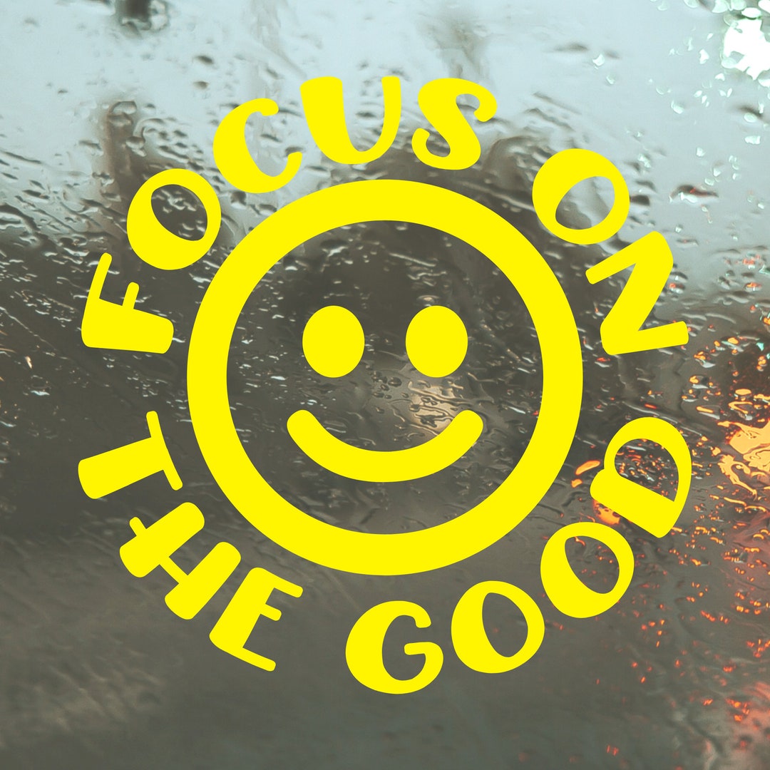 Focus on the Good Smily Face Vinyl Decal | Retro Smily Sticker | Cute ...