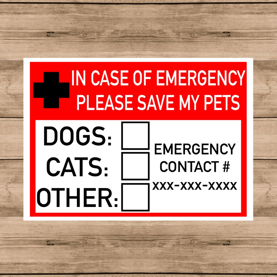 Save Our Pets Emergency Alert Window / Door Sticker | Pet Rescue Decal ...