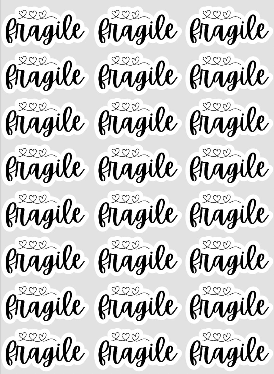 Fragile Sticker Black And White