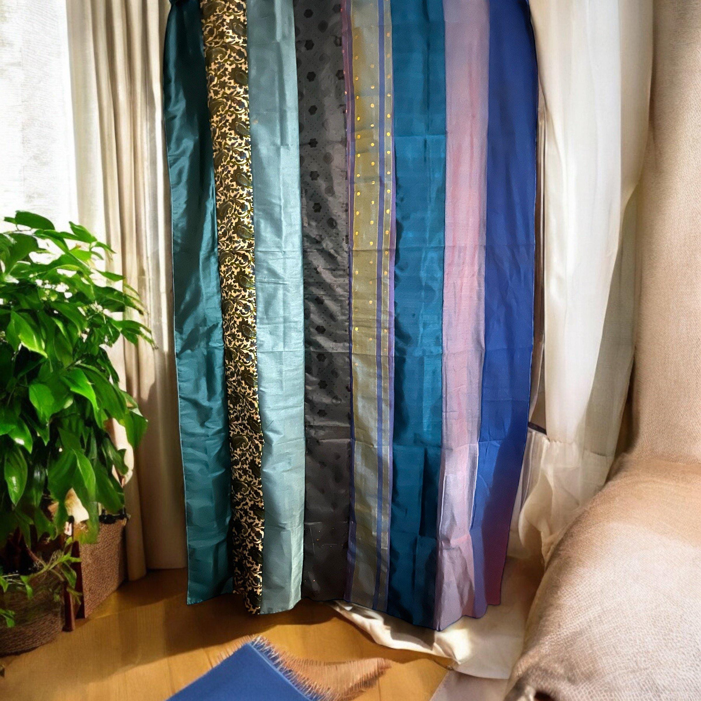 Blue Boho Saree Curtains Upcycled Handmade Saree Curtains With Saree ...