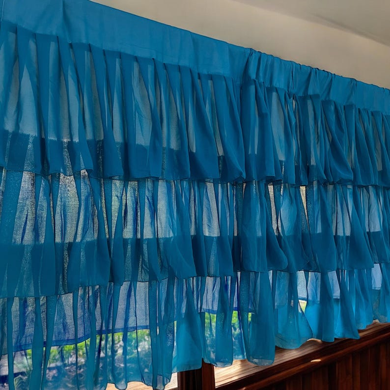 Tropical Tide Semi Sheer Ruffle Curtains Shabby Chic Breezy Window ...