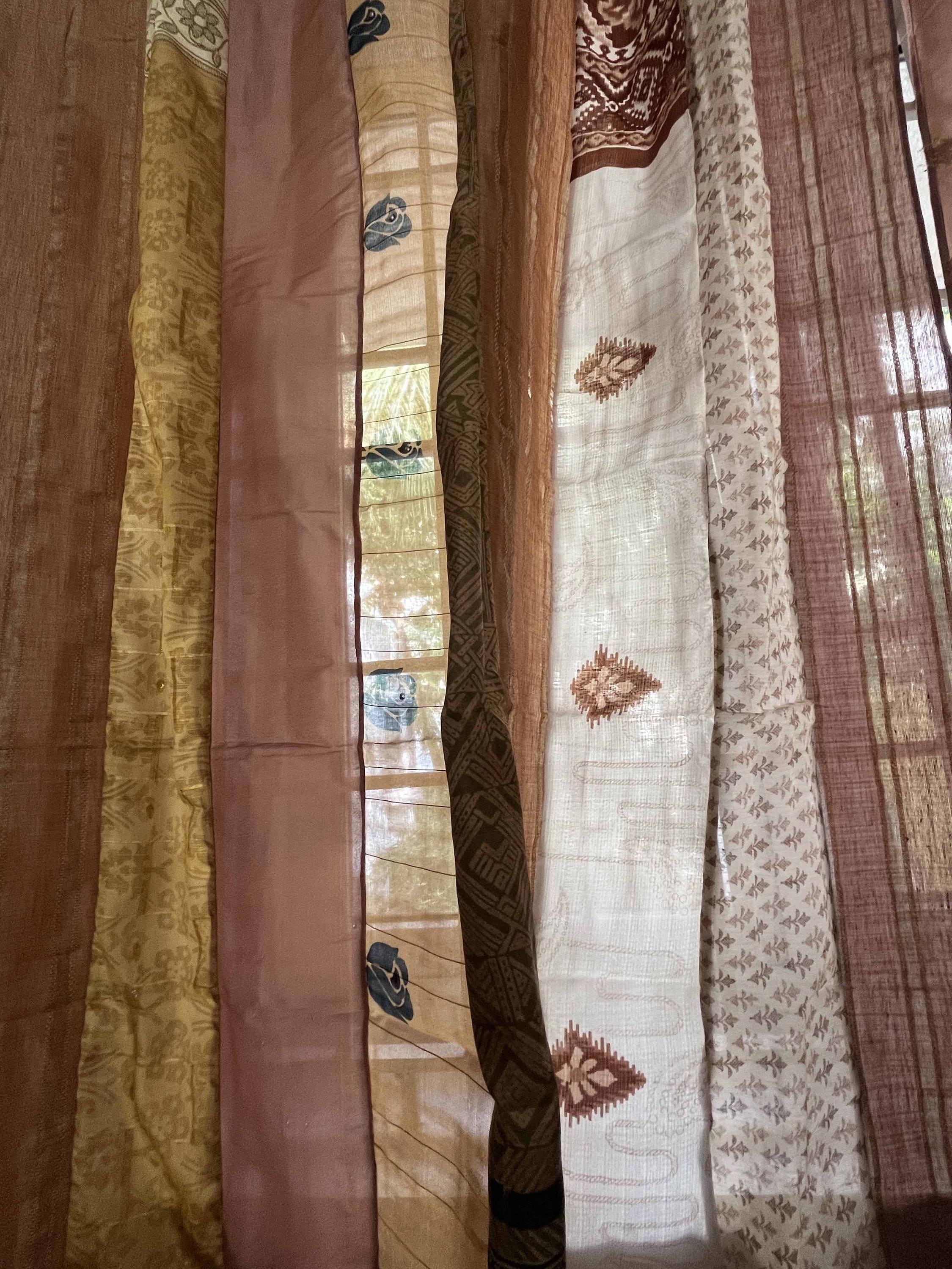 Beige Saree Curtains Upcycled Handmade Saree Curtains With Saree Strips ...