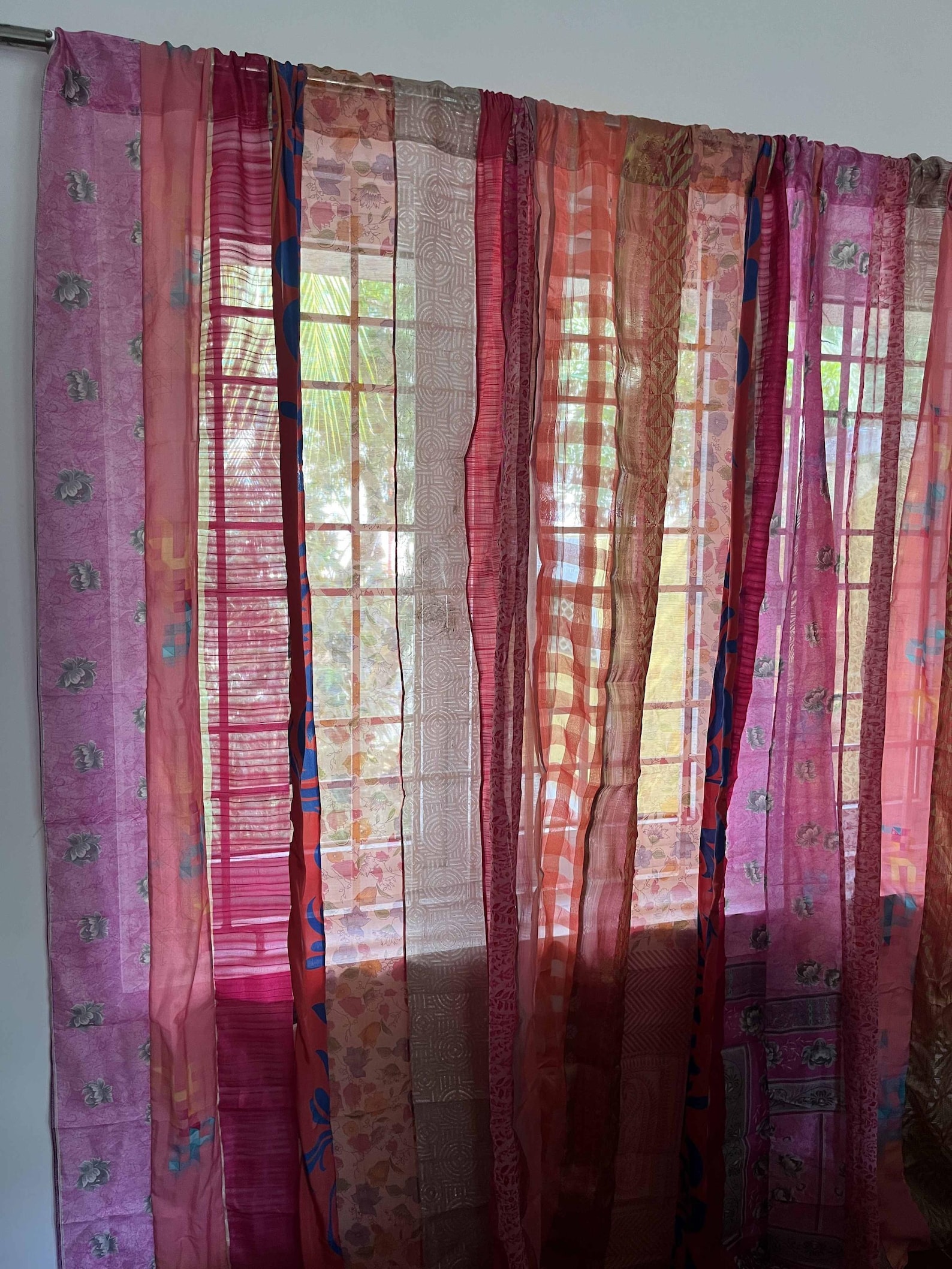 Pink Boho Saree Curtains Upcycled Handmade Saree Curtains With Saree ...