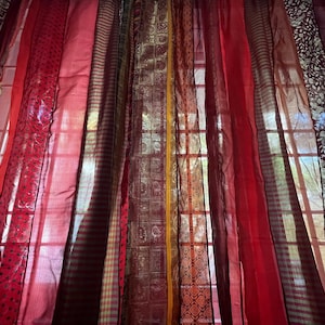 Red Boho Saree Curtains Upcycled Handmade Saree Curtains With Saree ...