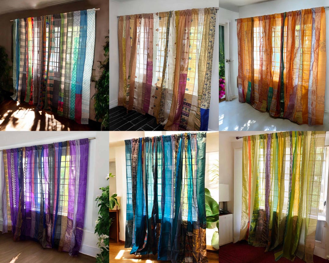 Boho Saree Curtains Upcycled Handmade Saree Curtain With Saree Strips ...