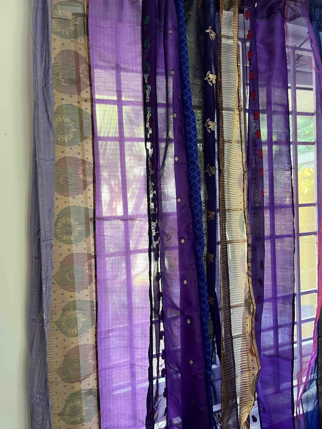 Purple Saree Curtains Upcycled Handmade Saree Curtains With Saree ...