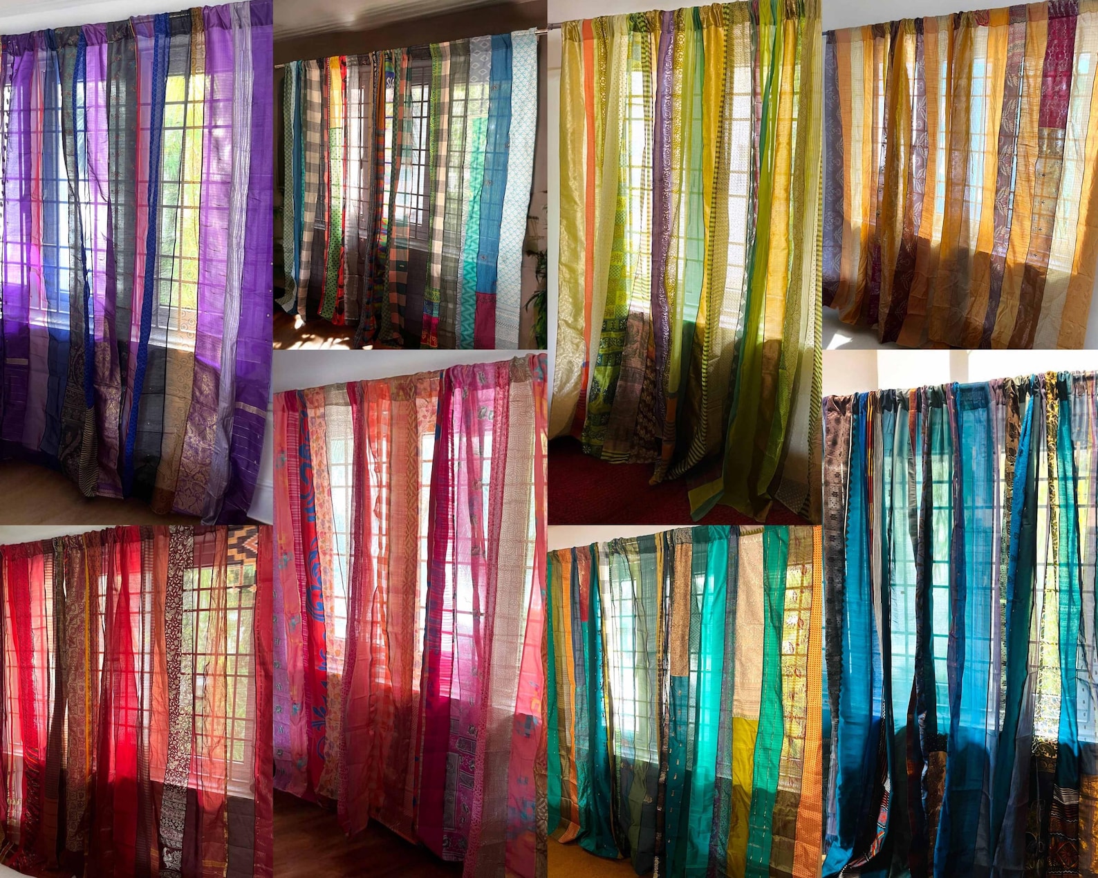 Boho Saree Curtains Upcycled Handmade Saree Curtain With Saree Strips ...